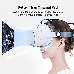 VR Face Cover with Soft Leather Pad for Oculus/Meta Quest 2 Accessories, Facial Interface with Cooling Fan to Relieve Lens Fogging and Hot Air White