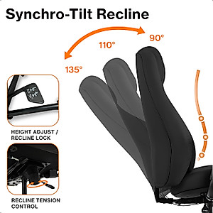 Posturelift Ergonomic Office Chair Adjustable Lumbar Support, Seat Depth, Leather Chair, Adjustable Armrest, High Back Home Office Desk Chairs for Posture and Back Pain.