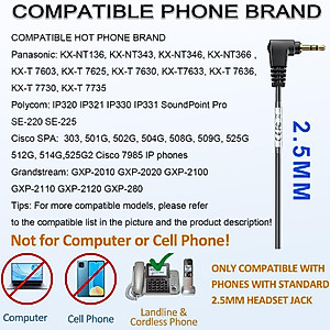 Phone Headset 2.5mm with Microphone Noise Cancelling & Volume Controls, Telephone Headphone Compatible with Panasonic Dect 6.0 Phones, Comfort-Fit Telephone Headset for AT&T Vtech Cordless Phones
