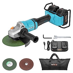 Berserker 36V Cordless 7" Brushless Power Angle Grinder Tool, 2 * 4.0Ah Li-Ion Battery Operated and Charger, Electric Paddle Switch Handheld Heavy Duty Cut-Off Grinder for Metal Wood Cutting/Grinding