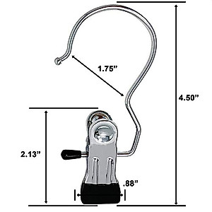 Huji Laundry Hanging Hooks Clothes Boots Chrome Pins Clips Hangers (12PK)