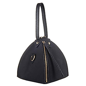 QZUnique Women's Triangle Shape PU Leather Handbag Mini Casual Purse Shoulder Bag Satchel
