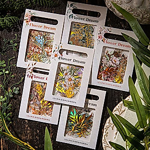 LakoArt 240 Pieces Gold Foil Botanical Stickers with Clear Background, Holographic Flower Eucalyptus Scrapbooking Sticker Floral Decals for Journaling Bullet Journal Planner Card Making DIY Crafts