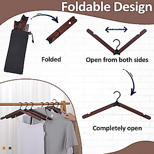 Edergoo Foldable Hangers 8 Pack, Travel Hangers Foldable for Suitcase, Foldable Hangers Space Saving for Travel, Portable Folding Clothes Hangers Travel Accessories, Collapsible RV Hangers for Trip