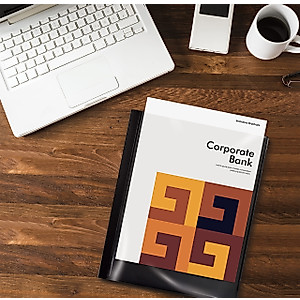 Better Office Products 12 Pocket Bound Presentation Book, Black with Clear View Front Cover, 24 Sheet Protector Pages, 8.5" x 11" Sheets, Art Portfolio, Durable Poly Covers, Letter Size, Black