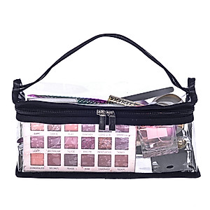 Jula Vance Small Rectangular Clear PVC Makeup Bag Make Up Artist Tool Organizer Pouch Bag Transparent Vinyl Cosmetic Bag Actor Bag with Handle