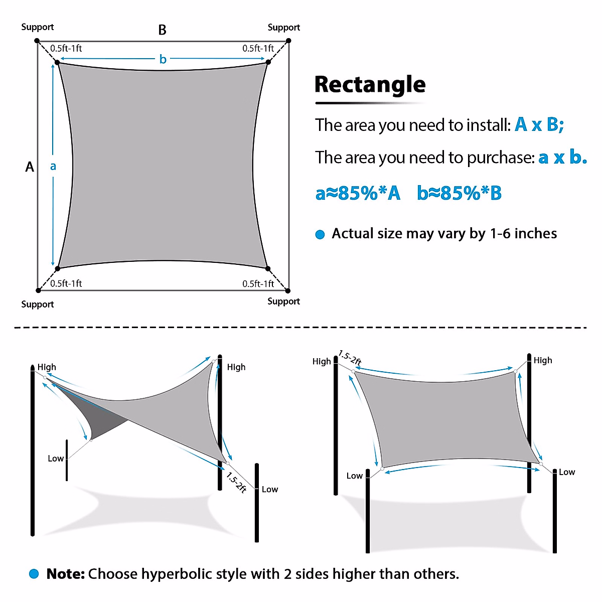 Amagenix Sun Shade Sail 12'X12' Curved Edge Outdoor Shade Canopy Sand Breathable 95% UV Block Shade Cloth for Patio Garden Backyard (We Make Custom Size)