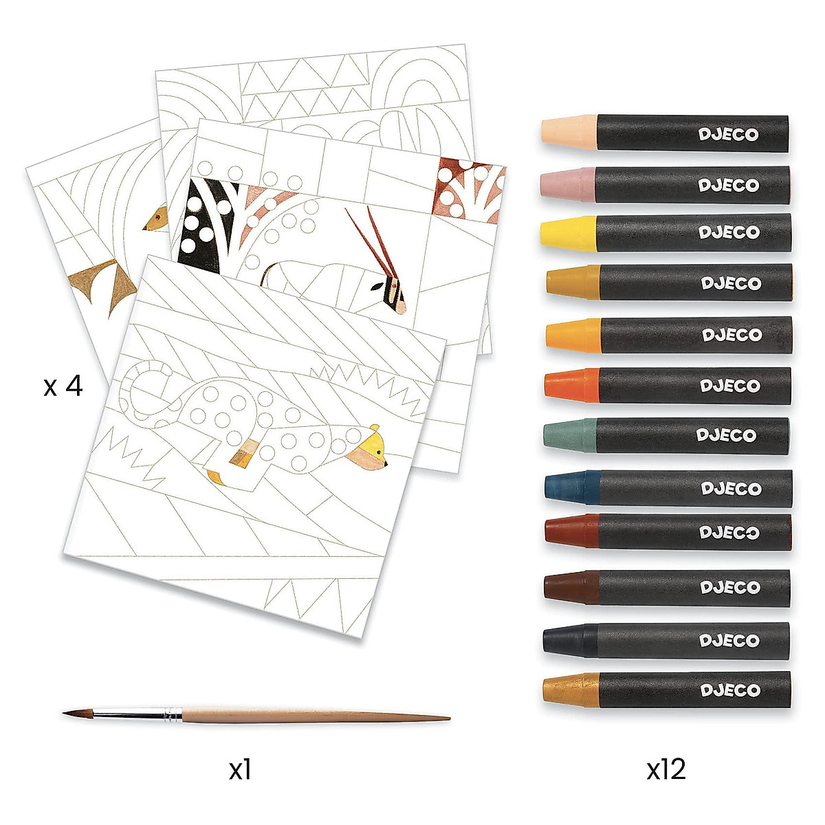 DJECO Inspired by Desert Watercolor and Crayon Art Kit, Paul Klee, Multi, 1 Count (Pack of 1)
