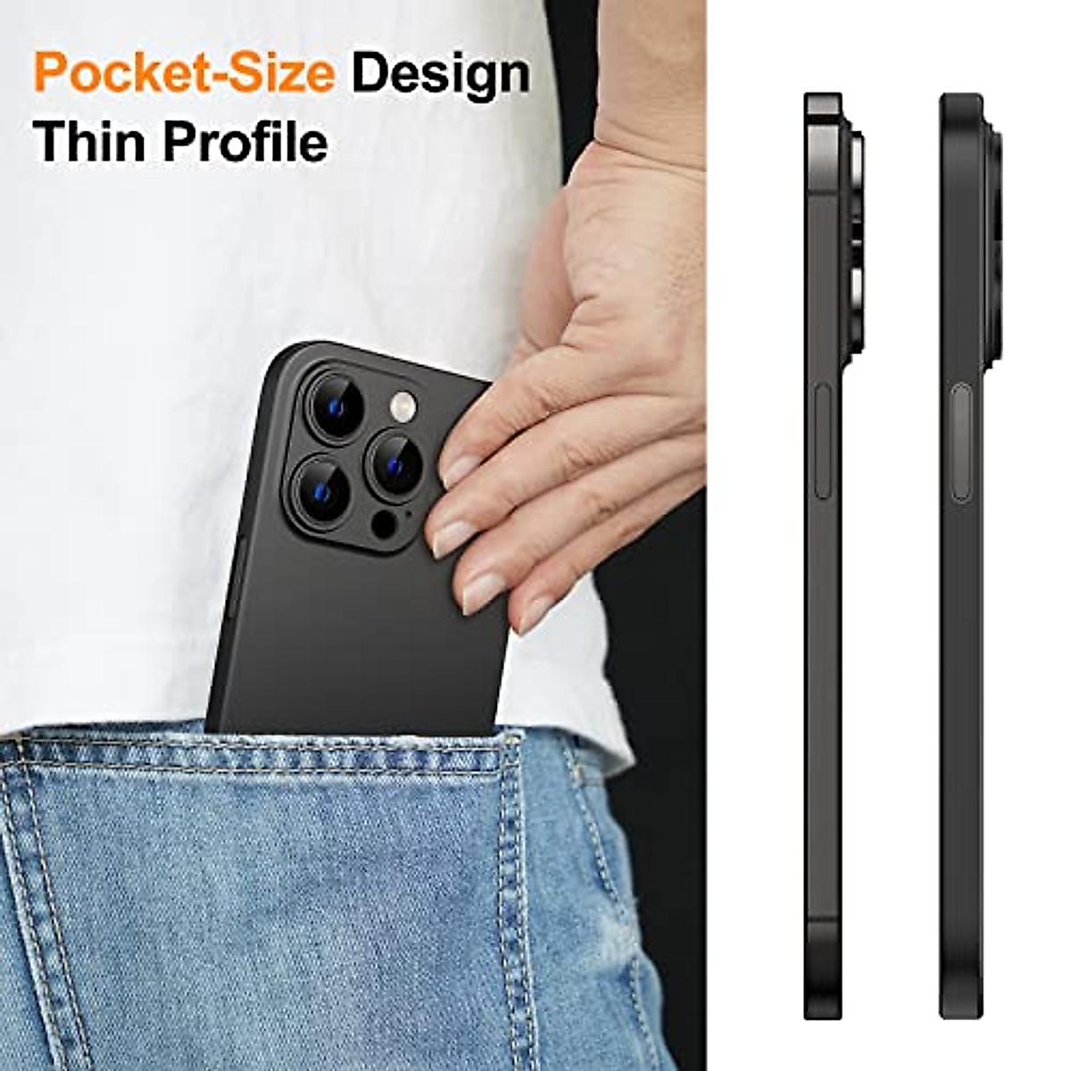 JETech Ultra Slim (0.35mm Thin) Case for iPhone 14 Pro 6.1-Inch, Camera Lens Cover Full Protection, Lightweight Matte Finish PP Hard Minimalist Case, Support Wireless Charging (Black)