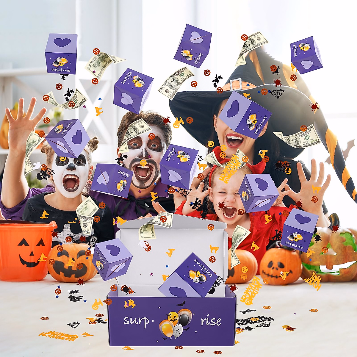 Halloween Surprise Gift Box Explosion, Happy Halloween Exploding Gift Box, Funny Money Box for Cash Candies Gift, for Kids Women Men Best Friend Girlfriend Wife Sister