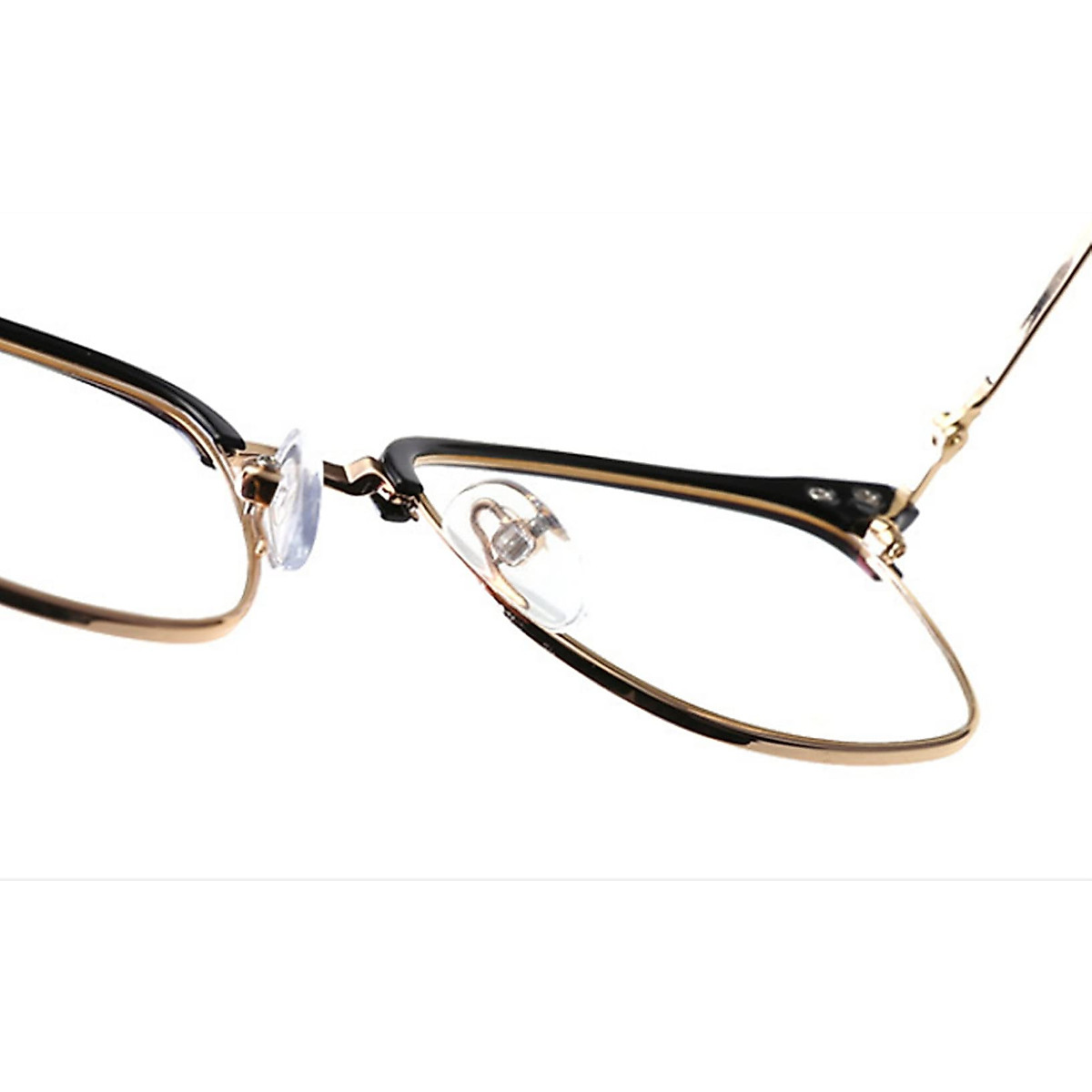 Shiratori Vintage Retro Half Frame Horn Rimmed Optics 43mm Clear Lens Glasses Brown