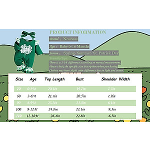 Newborn Baby Girls Ruffle Jumpsuit Long Sleeve Clover Romper One-Piece St. Patrick Day Outfits+Headband (0-3 Months, Green)