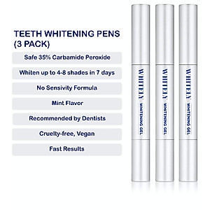 WHITELY Premium Teeth Whitening Pen (3 Pack), 35% Carbamide Peroxide Gel, 30+ Uses, No Sensitivity, Painless, Effective, Easy to Use, Travel-Friendly, Natural Mint Flavor
