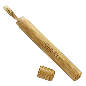 Gaia Guy Bamboo and Boar Bristle Toothbrush (4 Pack) + Travel Case & Silk Dental Floss | 100% Compostable Bristles and Floss | Eco-Friendly Dental Set | Biodegradable & Compostable Wooden Toothbrushes