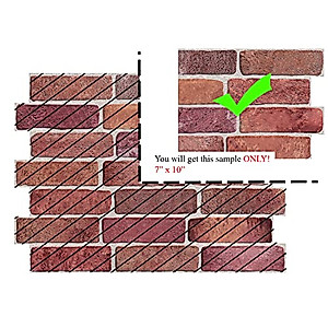 CONCORD WALLCOVERINGS ™ Sample for Display Purpose only Retro-Art 3D Wall Panels, Old Brick in Red, PVC, 7" x10, 572OR