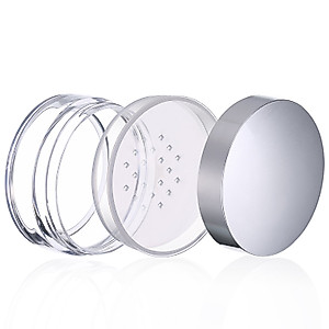 Hotop 3 Pieces 50 ml Plastic Empty Powder Case Face Makeup Jar Travel Kit Blusher Cosmetic Makeup Containers with Sifter and Lids