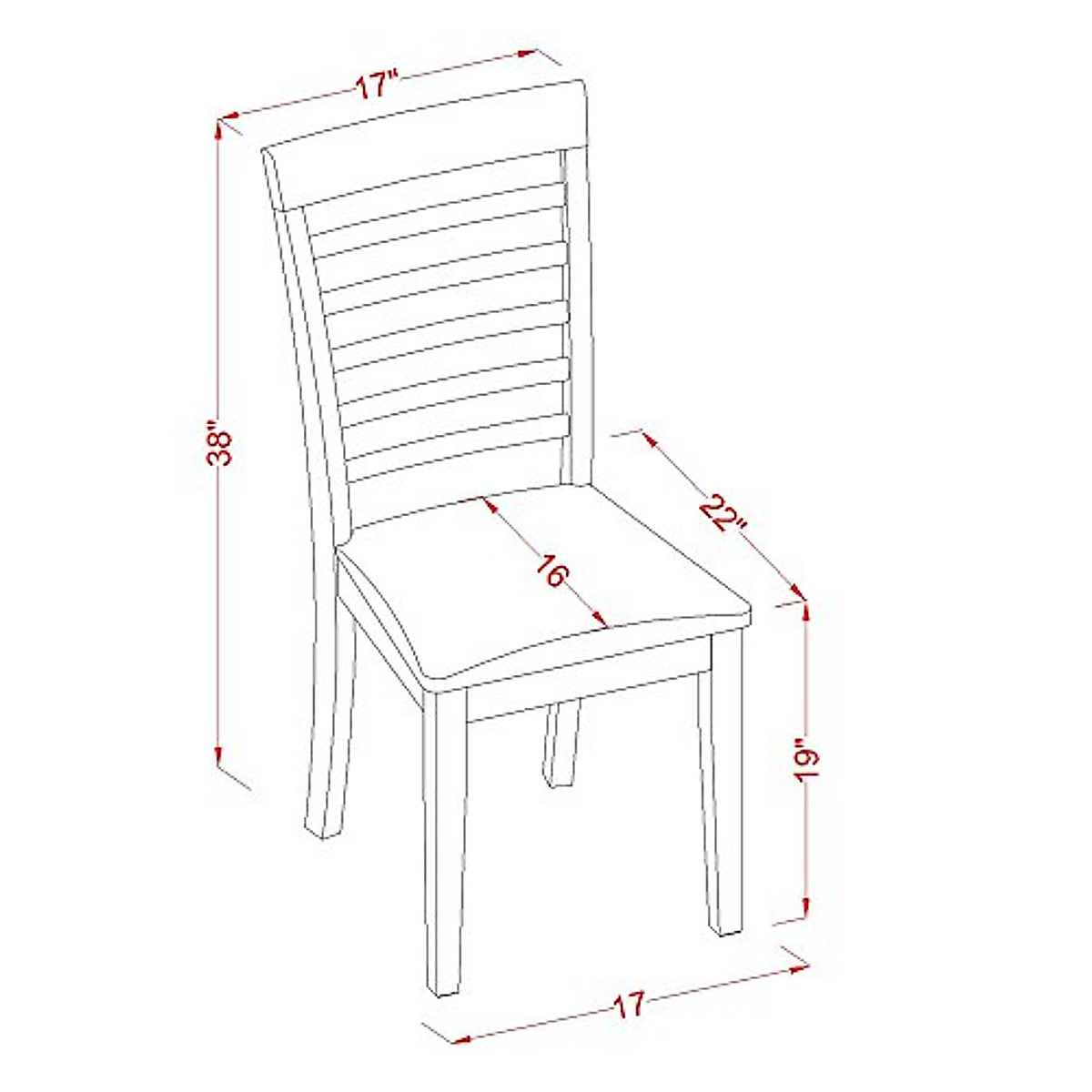 East West Furniture MILA5-MAH-C 5-Piece Kitchen Dining Room Set - 4 Dining Room Chairs with Ladder Back and Linen Fabric Seat - Dining Room Table with Rectangular Top (Mahogany Finish)