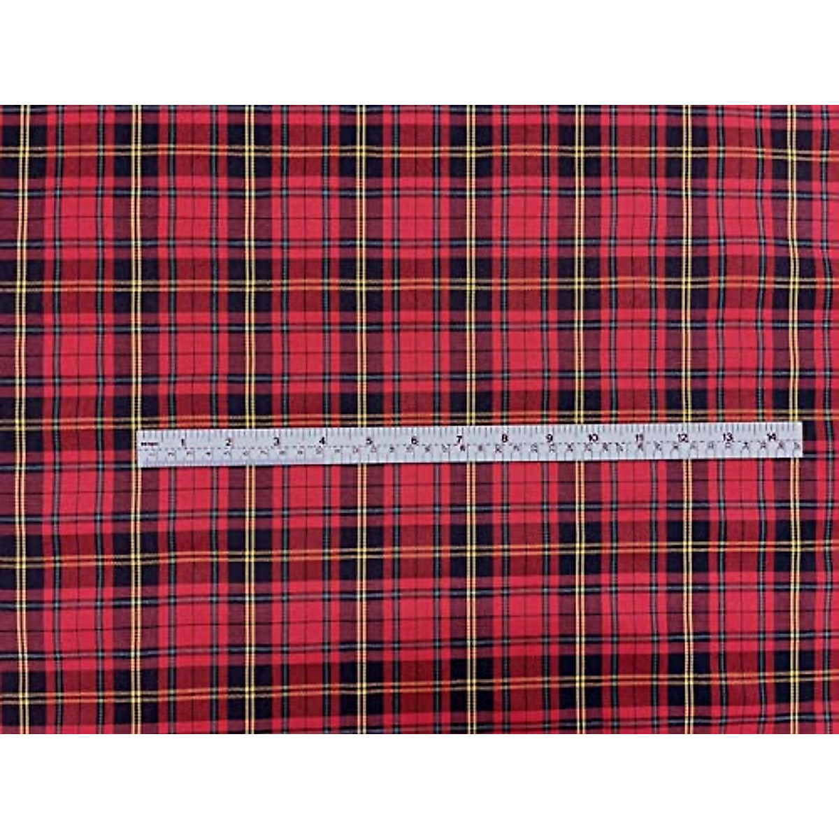AMORNPHAN 60 Inch Plaid Scottish Traditional Pattern Tartan Motif Printed 100% Woven Cotton Fabric for Clothing Tablecloth Decorative Sewing Arts Crafts Upholstery and Home Accents for 1 Yard (Red)
