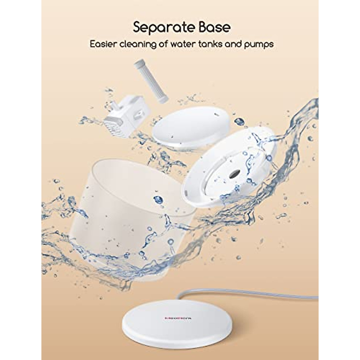 Meowant Cat Water Fountain with Wireless Pump, 74OZ/2.2L BPA-Free Cetified Cat Fountain, Ultra Quiet Pet Water Fountain for Cats and Dogs with Filter