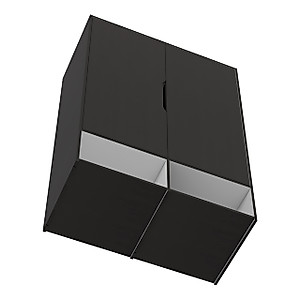 Bamboo Armoire with Double Door Cabinets, 6 Inner Shelves, 2 Open Shelves, and Hanging Rod, Black/White