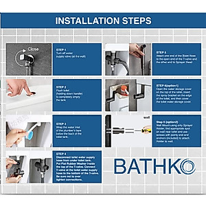BATHKO Handheld Shattaf/Bidet Sprayer Set for Toilet - Jet Spray with Adjustable Pressure Control - Easy to Install with Leak Proof Technology - Stainless Steel Satin Finish Toilet Sprayer Kit