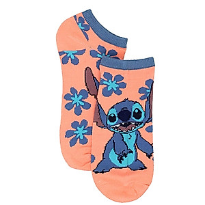 Disney Lilo & Stitch Womens 6 pack Socks (Large (9-11), Stitch Blue)