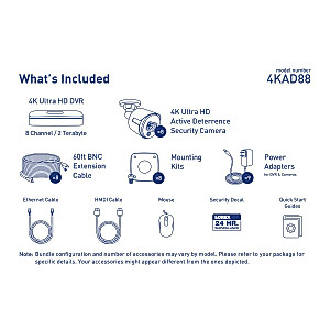 Lorex 4K Indoor/Outdoor Analog Wired Security Camera System, Ultra HD Bullet Cameras with Motion Detection Surveillance, Color Night Vision & Smart Home Compatibility, 2TB 8 Channel DVR, 8 Cameras