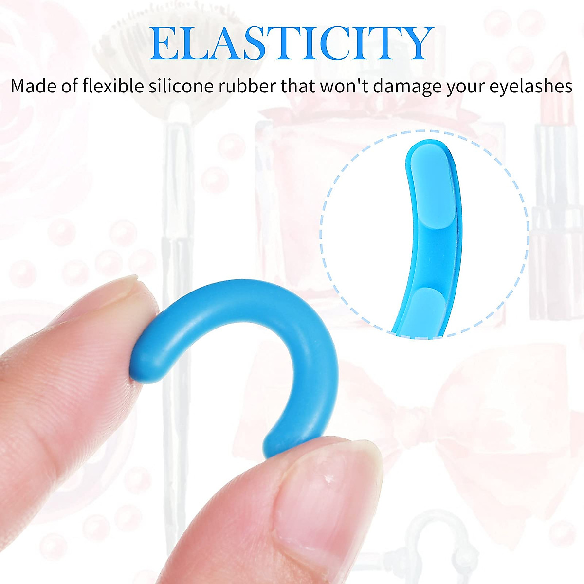 Zhehao Eyelash Curler Refill Eyelash Curler Pad Silicone Rubber Curler Replacement Refill Pad for Universal Eyelash Curler with Clear Storage Box (Blue, Light Blue, Green 2, White)