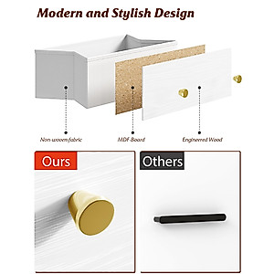 Nicehill 3 Drawer Dresser, White Nightstand for Bedroom with Fabric Drawers, Small Dresser Bedside Table Chest of Drawers for Bedroom, Hallway, Entryway, Closets,Kids' Room (White)