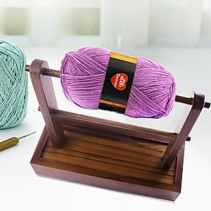 Viredelo Yarn Holder Dispenser for Crocheting,Crochet Yarn Holder with Storage Box,Twizzter Portable Yarn Holder,Yarn Holder for Crocheting,Handmade Wood Yarn Dispenser,Yarn Ball Holder,Walnut