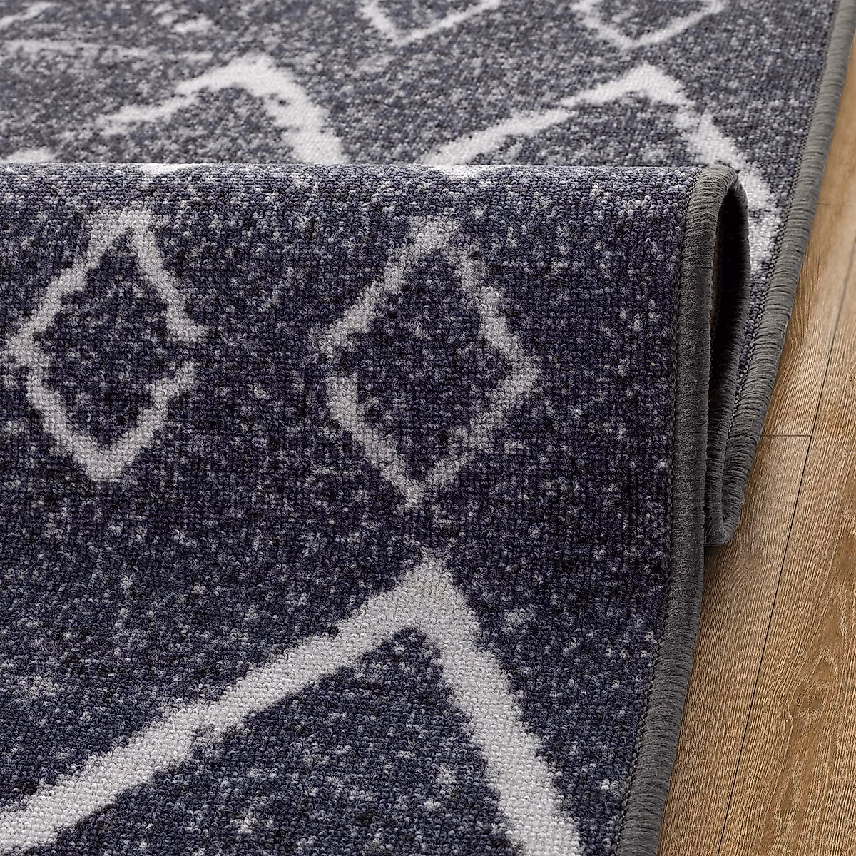 Antep Rugs Alfombras Non-Skid (Non-Slip) 8x10 Rubber Back Bohemian Distressed Moroccan Boho Low Pile Profile Indoor Area Rug (Charcoal Gray, 7'10" x 10')