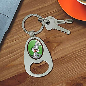 GRAPHICS & MORE Looney Tunes Bugs Bunny Keychain Chrome Metal Spinning Oval Bottle Opener