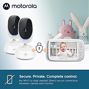 Motorola Baby Monitor VM75 - Indoor Video with 2 Cameras, 480x272p, 1000ft Range 2.4 GHz Wireless 5" Screen, 2-Way Audio, Remote Pan, Digital Tilt, Zoom, Room Temp, Lullabies, Night Vision