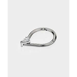 FANSING Titanium Septum Rings for Women 16 Gauge Septum Clicker Clear Cubic Zirconia Septum Piercing Rings 16g Septum Jewelry 8mm Teardrop Septum Ring Hoop