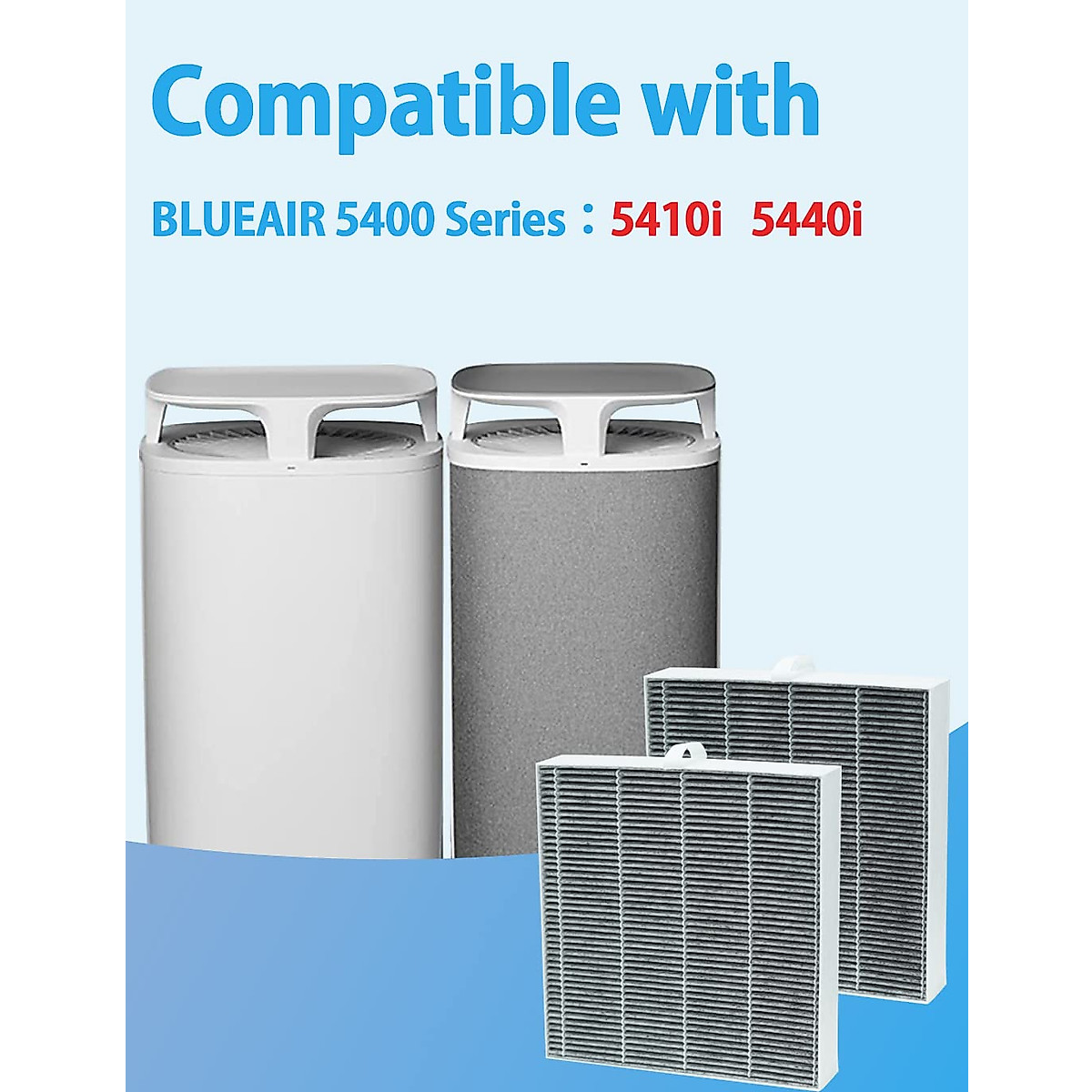 BBT BAMBOOST 5400 ComboFilter Compatible with Blueair DustMagnet 5400 Series, 5410i, 5440i Air Purifier, 2-in-1 HEPA Dustmagnet 5400 ComboFilter, 2 Pack