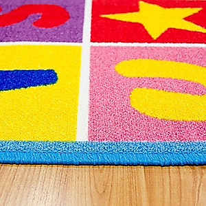 Kids/Baby Room/Daycare/Classroom/Playroom Area Rug Letters Numbers Fun Educational Shapes Non-Slip Back Bright Colorful Vibrant Colors (8 Feet X 10 Feet)