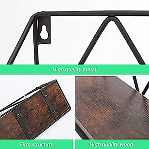 Coral Flower Floating Wall Shelves Set of 3 Rustic Space-Saving Decorative Wood Hanging Shelves Wall-Mounted Shelves Corner Shelves for Bathroom Kitchen Living Room Bedroom, rustic brown