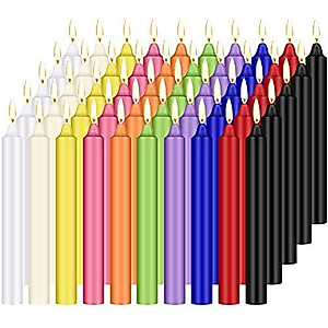 YIIA 100 pcs Unscented Assorted Colors Mini Taper Candle | 4" Tall x 1/2" Diameter | Great for Casting Chimes, Rituals, Spells, Wax Play & More