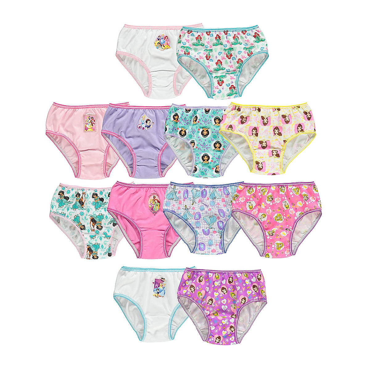 Disney Girls Princess Exclusive 12 Days of Surprise Unboxing Panties for Special Occasions or Potty Training Fun sizes 2/3T, 4T, 6, 20