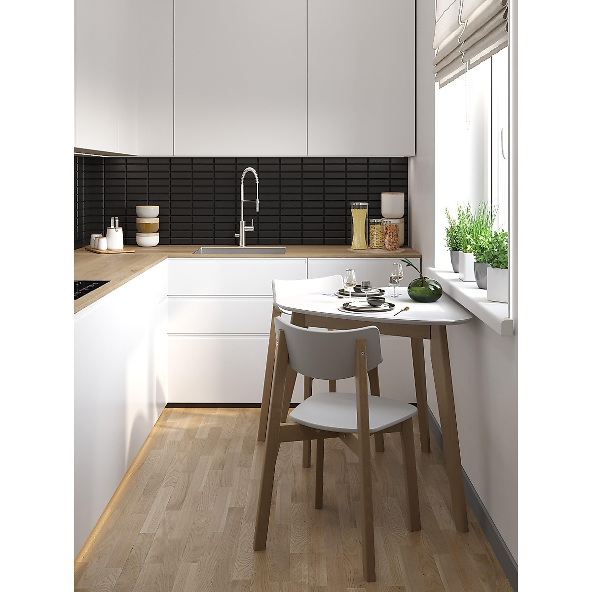 DAIVA CASA Wooden Chair Set of 2 - Vega - Chair with Wooden Seat and Back, Brown - Modern Scandinavian Furniture for Kitchen, Dining Room, Living Room, and More