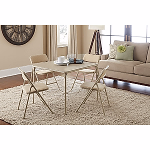 Ameriwood Home Cosco 5-Piece Folding Table and Chair Set, Tan
