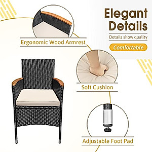 Greesum 3 Piece Patio Furniture Outdoor Dining Wicker Table & Chairs, Beige