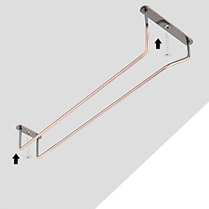 CM Pack of 2 Under Cabinet Hanging Rack Wire Hanger Rack Organizer Holder Rack for Wine Stem Glasses Stemware Wine Glass in Bar Kitchen, 12 Inch Long (Antique Copper Finish)