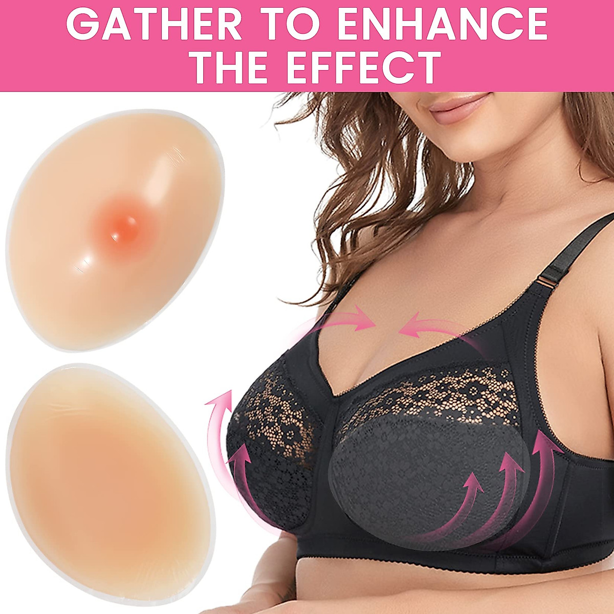 Vollence Silicone Gel Bra Inserts Breast Enhancer Bra Inserts Push Up Bra Pads Inserts Breast forms for Bikini Swimsuit