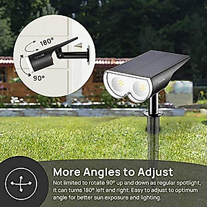 Consciot Solar Spot Lights Outdoor, 16 LEDs IP67 Waterproof Solar Outdoor Lights, Auto On/Off Solar Landscape Spotlights, 2-in-1 Adjustable Wall Lights for Garden Yard Pathway, 2 Pack (Warm White)