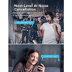 Bluetooth Headset with Microphone, Mute Button, Noise Cancelling Mic, On Ear Headphone Bluetooth 5.0 34H with USB Adapter for PC, Trucker, Home, Office, Online Class, Call Center, Skype Zoom