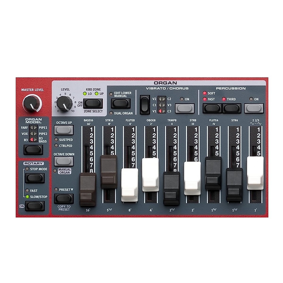 Nord Electro 6D 61-Key Semi-Weighted Action Keyboard Bundle with Nine Drawbars Bundle with Z-Style Stand and Sustain Pedal (3 Items)