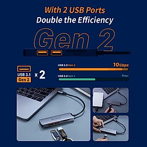 ADAM elements USB-C Gen2 Hub/Laptop Docking Station – CASA Hub A05 5in1 Multiport Adapter for Mac & PC Series - USB-A 3.1 Gen2 x2, HDMI, SD & microSD Card Reader