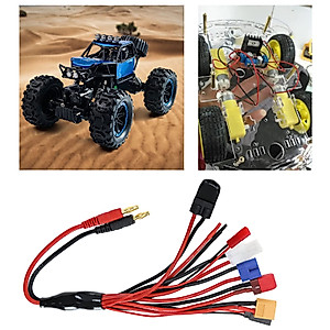 Micro Traders 8 in 1 Charger Adapter Connector Splitter Cable RC Battery Multi Charger to 4.0mm Banana Plug for TRX DIY Bare Wire JST T Plug XT60 EC3 FUTABA TA-Miya