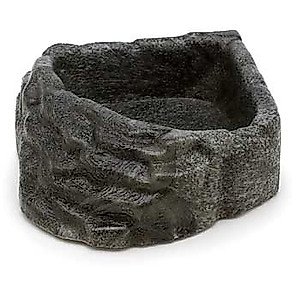 Zoo Med Reptile Rock Corner Water Dish, X-Large, Assorted color, Black